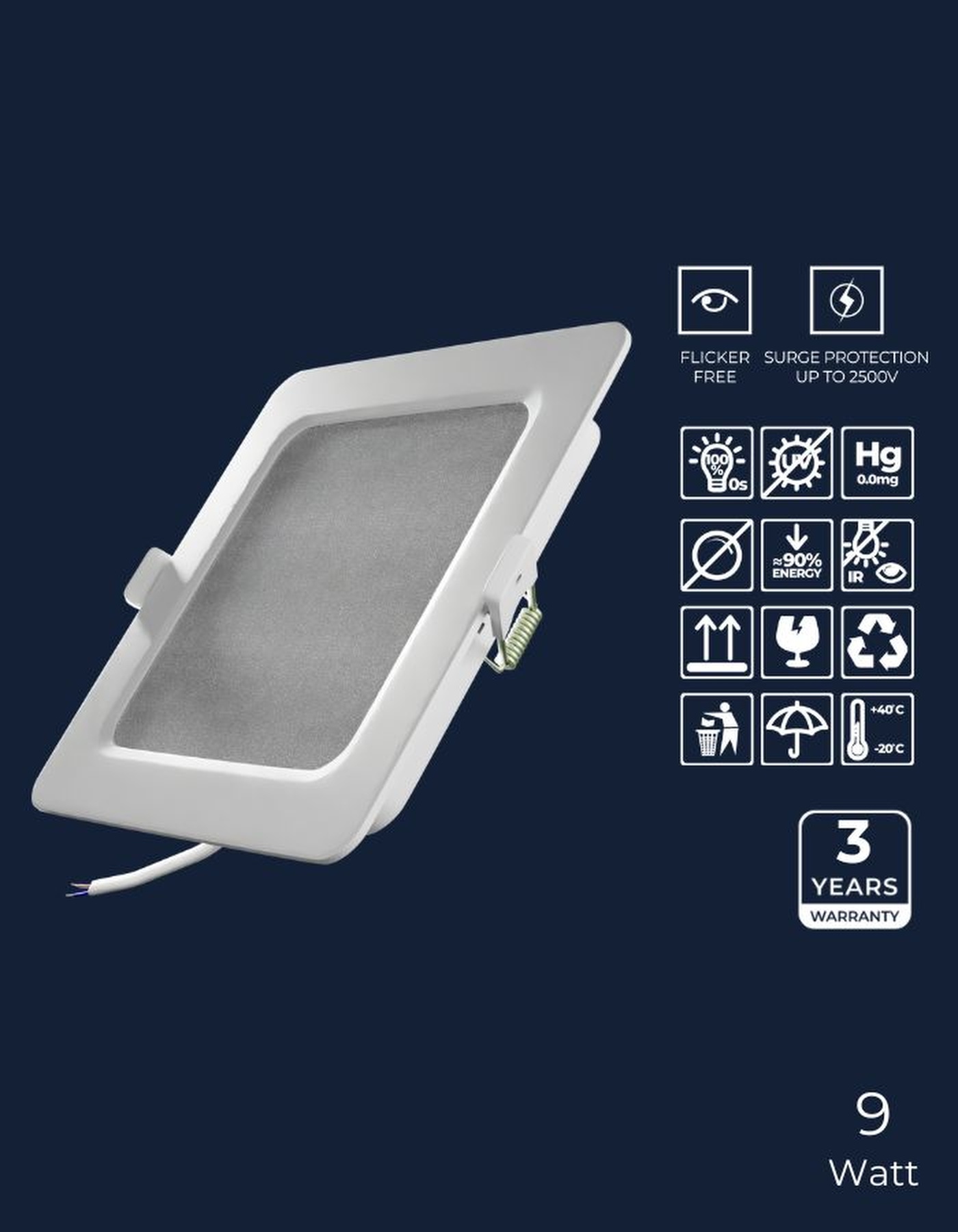 LED Downlight SQUARE 9 Watt NLDL-202 - Nanolite